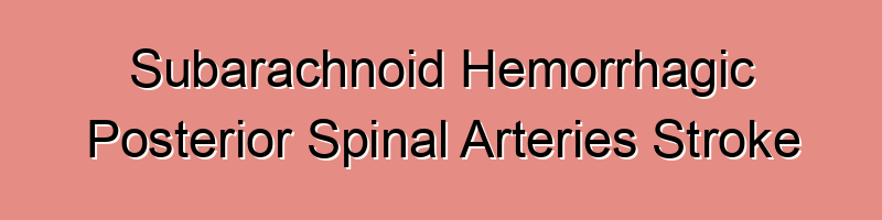 Subarachnoid Hemorrhagic Posterior Spinal Arteries Stroke – RxHarun